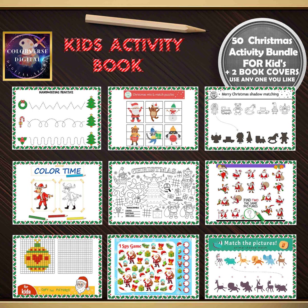 Kids Christmas Activity Book, Coloring Pages, Games (digital PDF) - Etsy