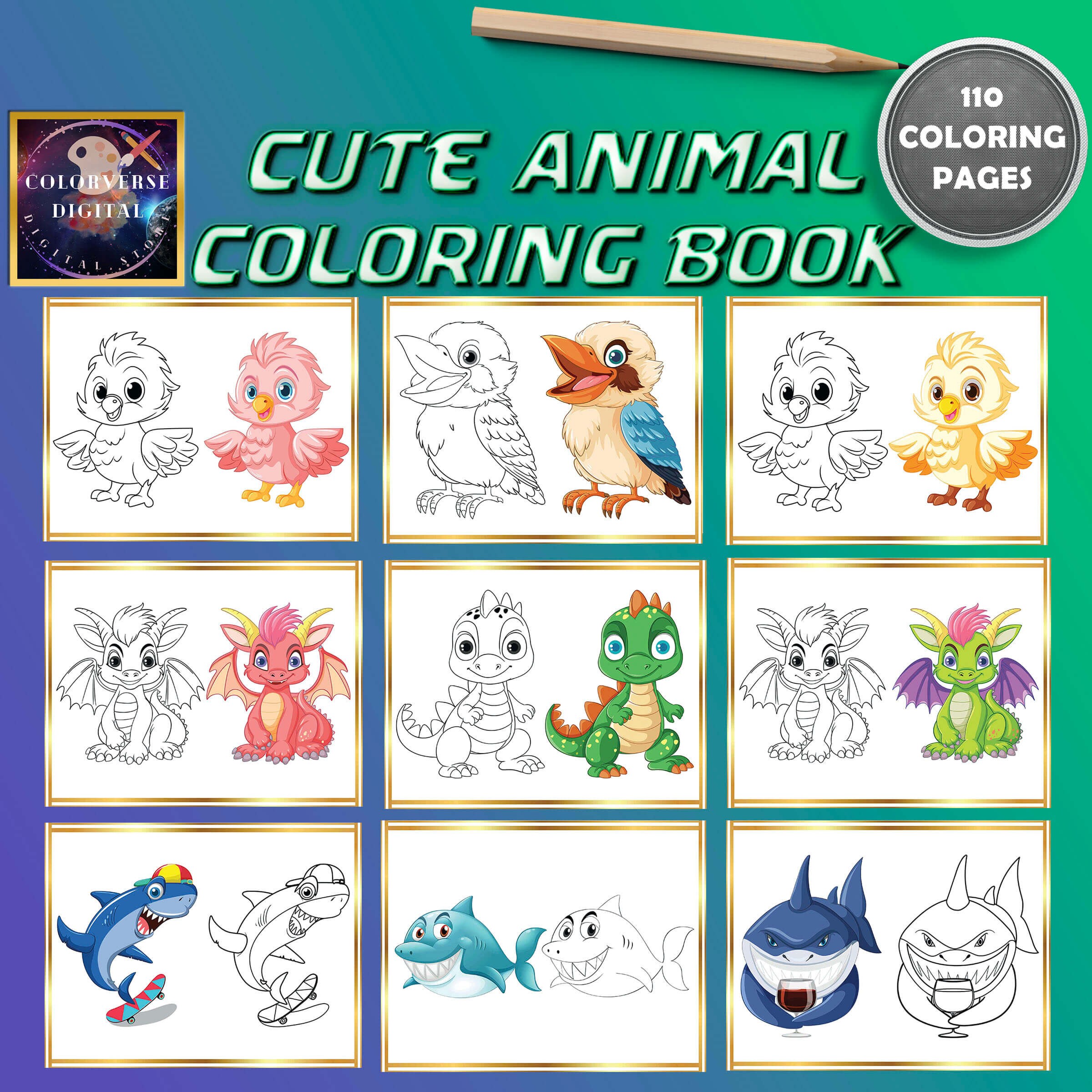 Kawaii Coloring Pages Cute Baby Animals Printable Colored Pages, 110 ...