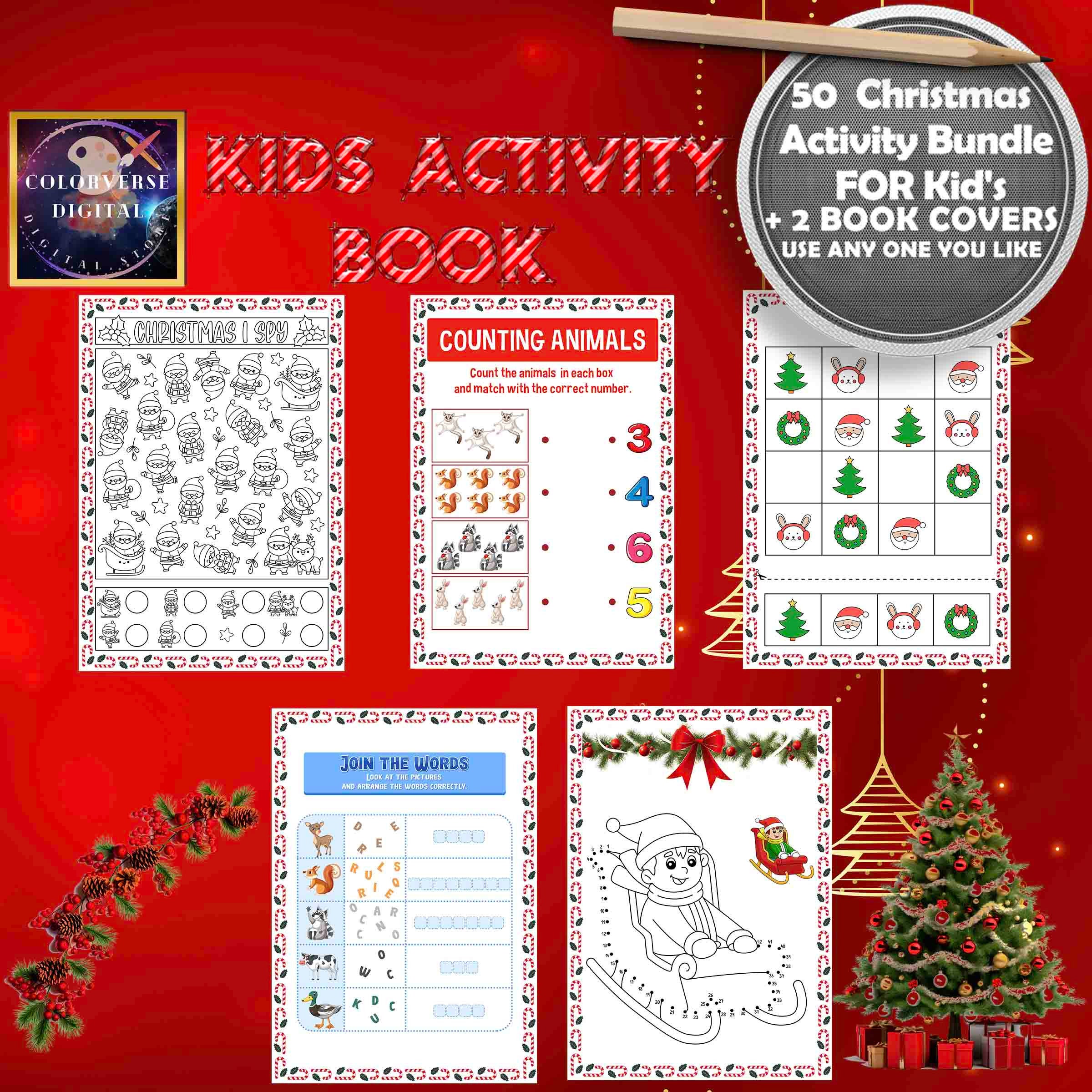 Christmas Activity Pages for Kids: 50+ Fun Printable Games, Coloring ...