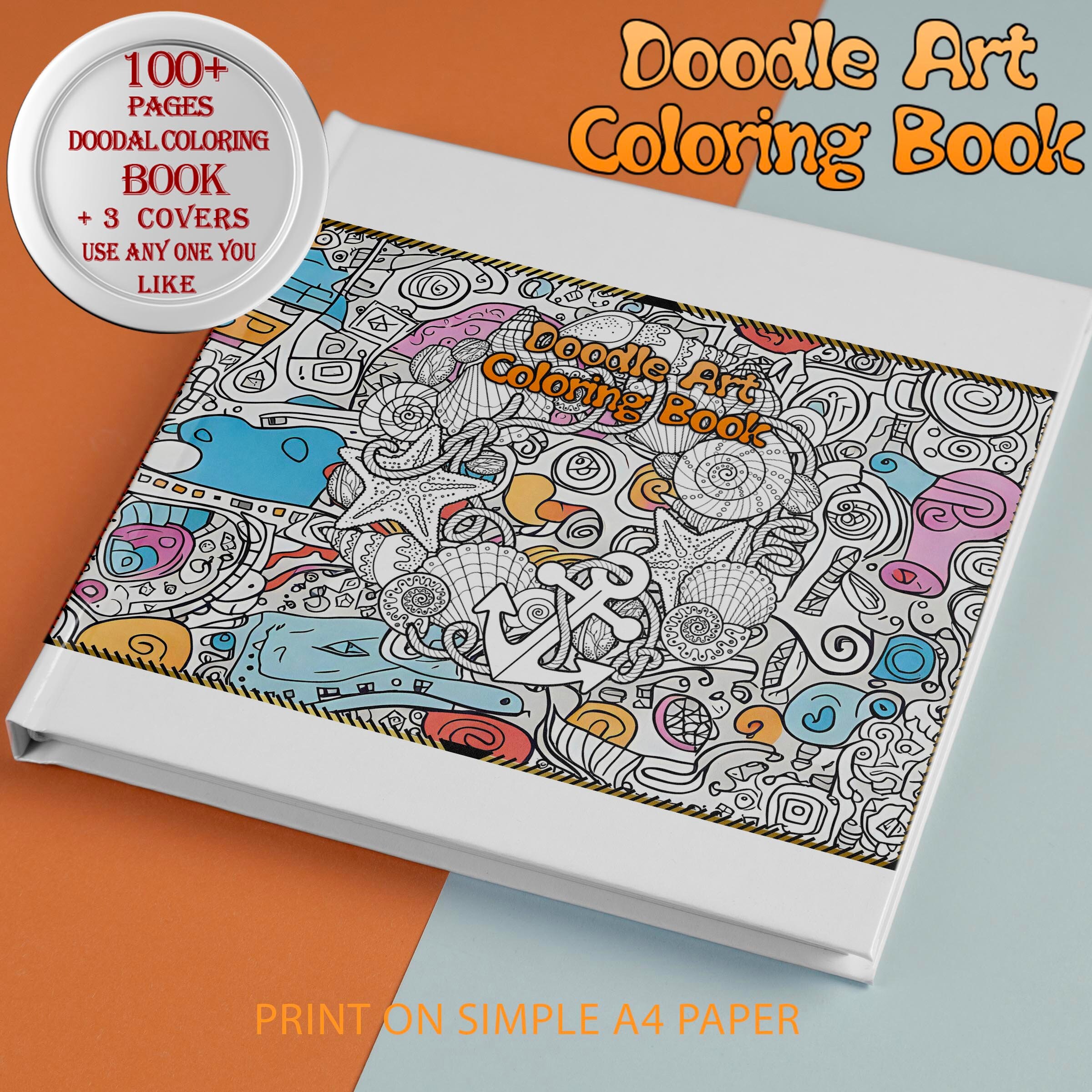 Kawaii Doodles Coloring Book | 100 Grayscale Pages (A4 Printable PDF ...
