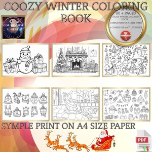 Aesthetic Coloring Book, Cozy Cold Winter Snowy Scenes Coloring Pages ...