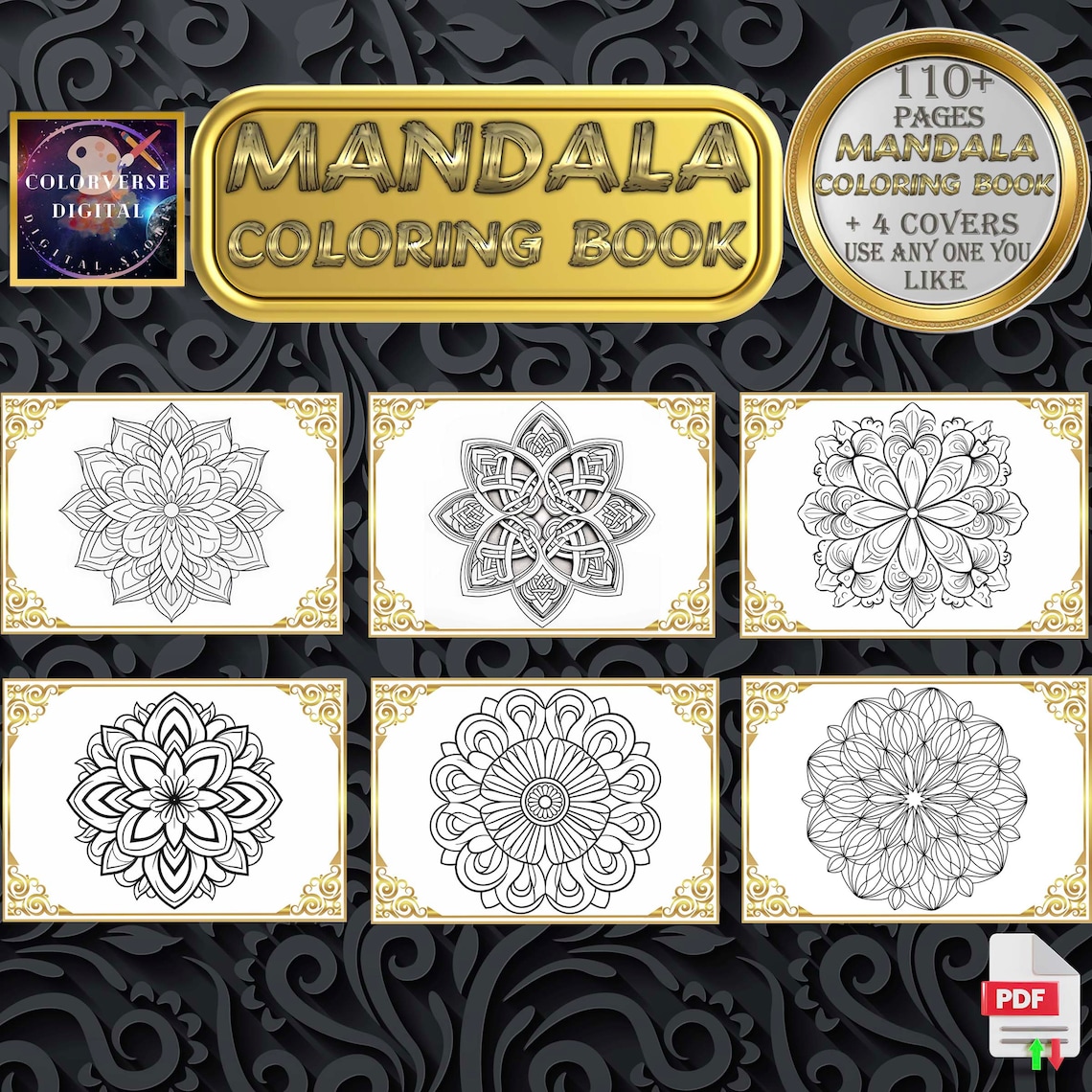 Floral Mandala Coloring Book | 110+ Printable Stress Relief Pages ...
