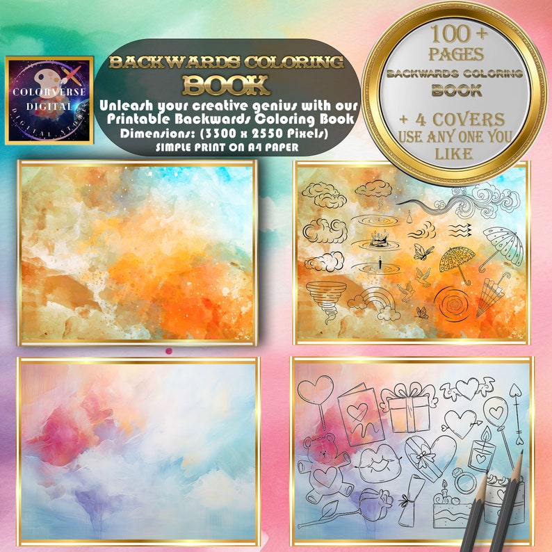 Printable Reverse Coloring Book, Backwards Abstract Coloring Book ...