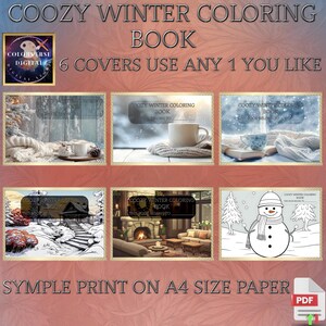 Aesthetic Coloring Book, Cozy Cold Winter Snowy Scenes Coloring Pages ...