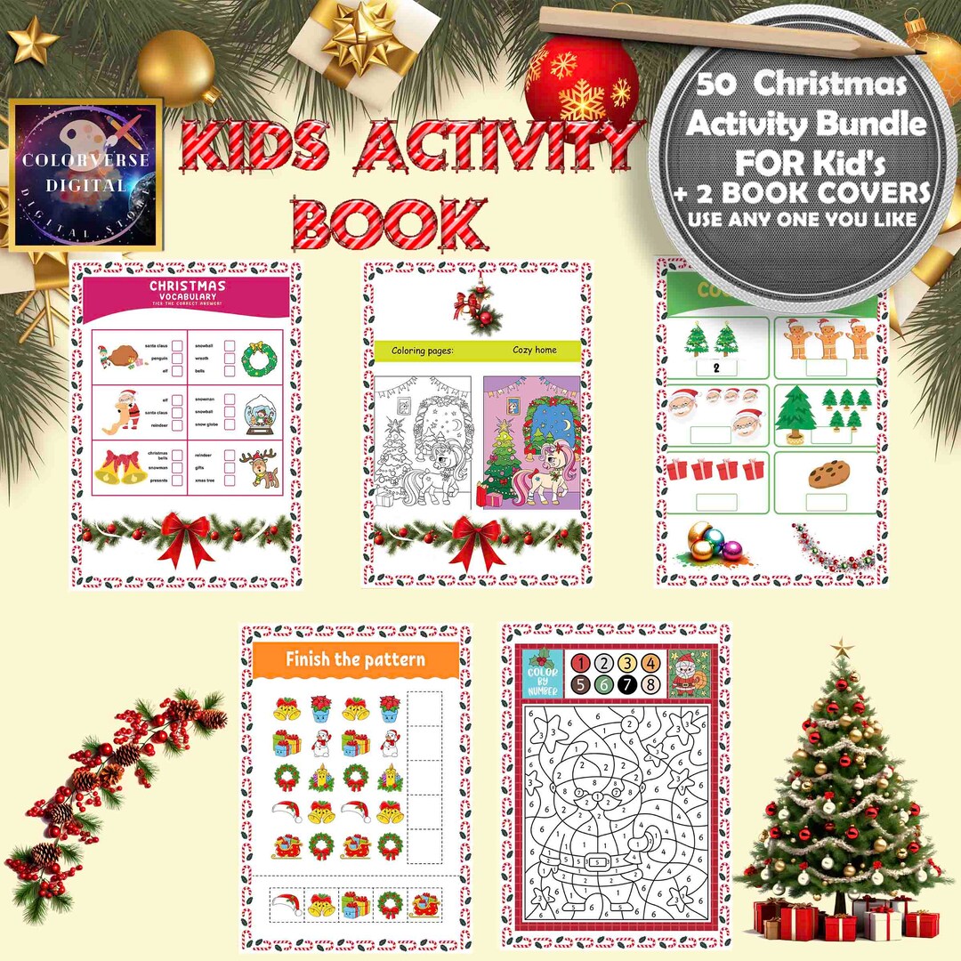 Christmas Activity Pages for Kids Printable PDF, Coloring Sheets ...