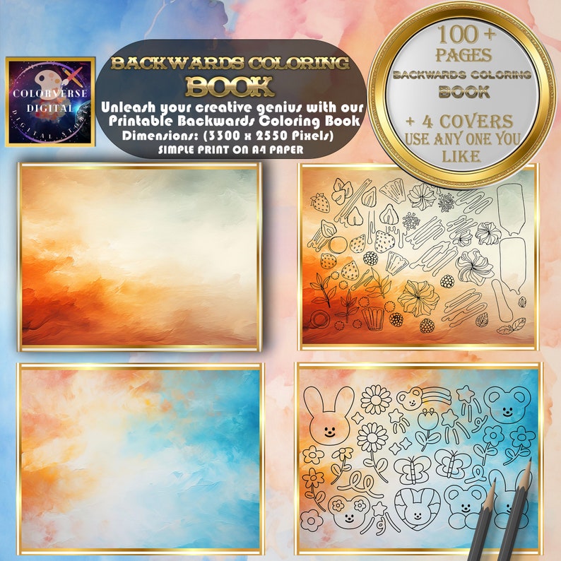 Printable Reverse Coloring Book, Backwards Abstract Coloring Book ...