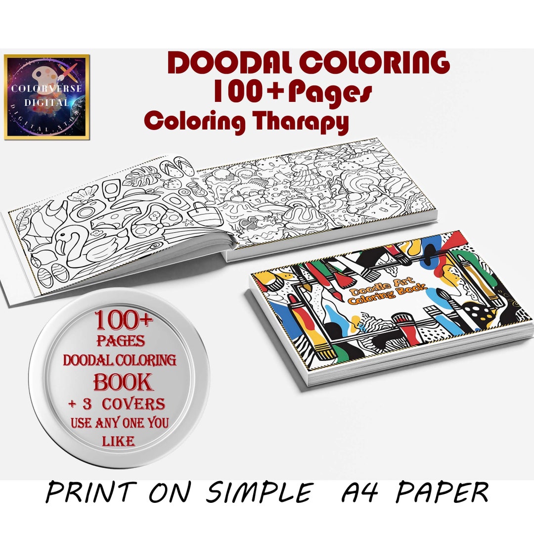 100 Kawaii Doodle Coloring Pages Book, for Adults, Instant Download ...
