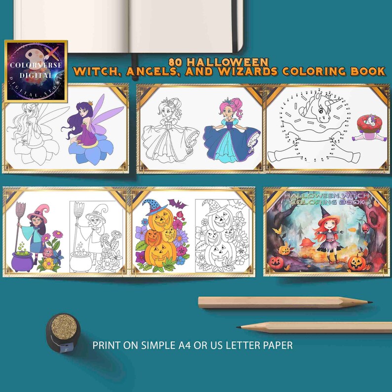 Witch, Angel & Wizard Coloring Book | 80+ Fantasy Pages PDF | Printable ...