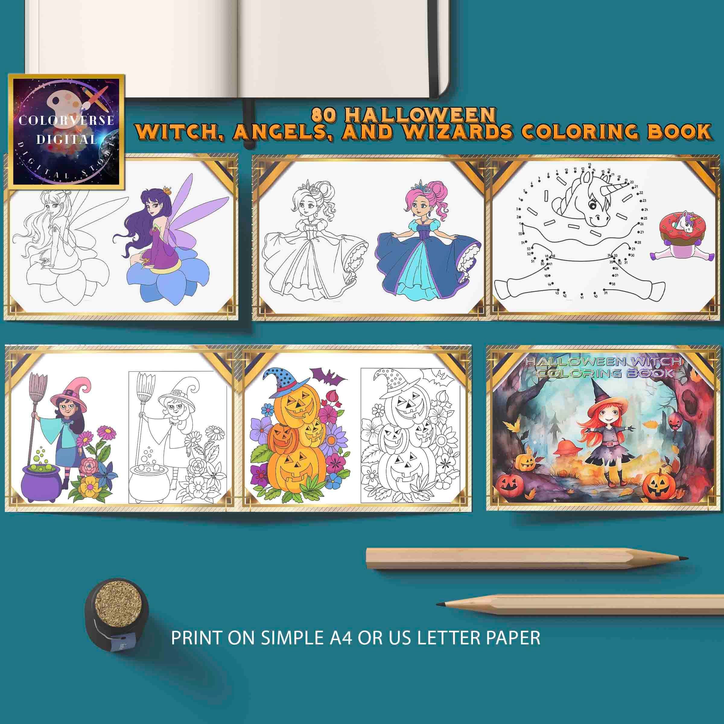 Halloween Witch ANGEL Wizard Coloring Book Printable PDF - Etsy