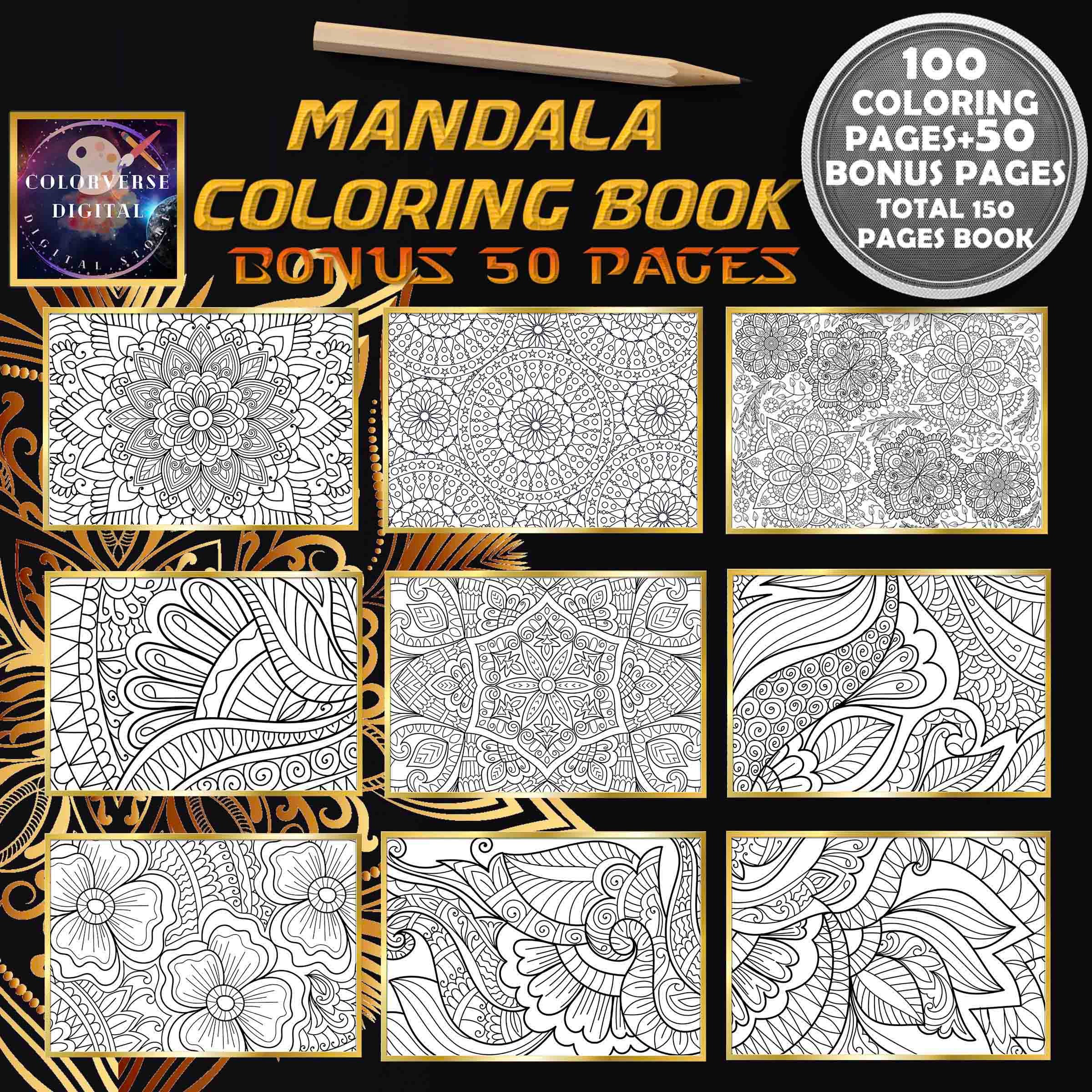 100 MANDALA Shape Pattern Coloring Book 50 Flower Mandala Coloring PDF ...