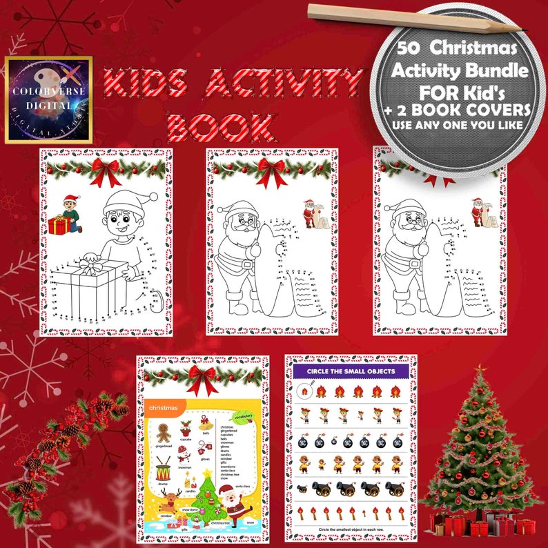 Christmas Activity Pages for Kids: 50+ Fun Printable Games, Coloring ...