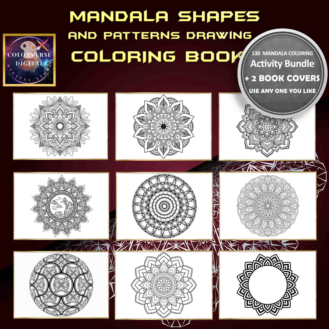 MANDALA COLORING Book Pages, Drawing Design Pattern Flower 130 ...