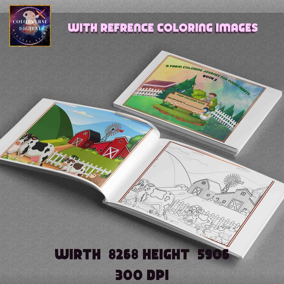 Farm Animal Coloring Book, Kids Homeschool Activity (digital Download ...