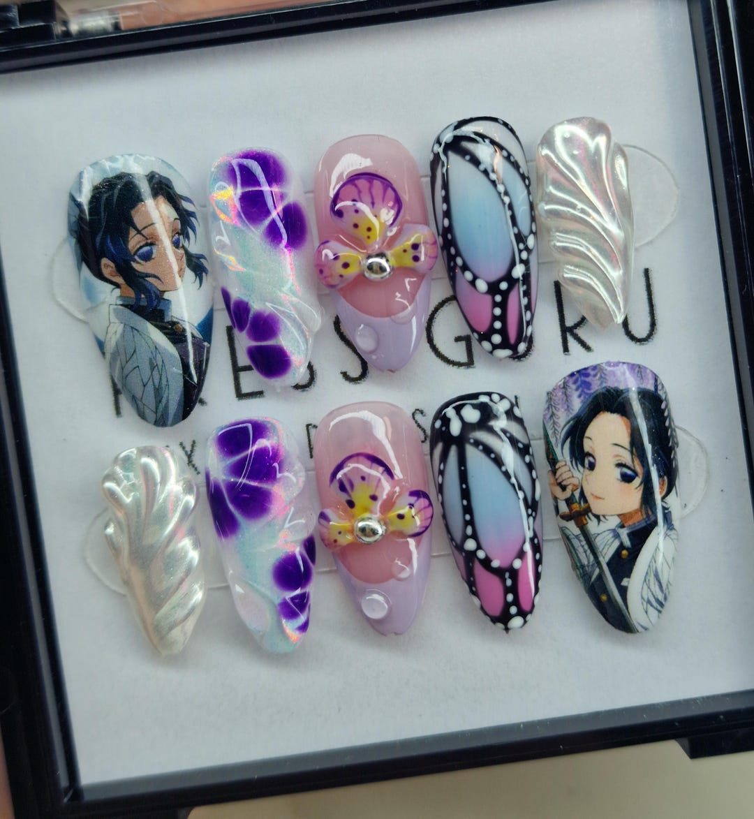 Shinobu Kochou (handmade Press-on Nail Set , Free Shipping) - Etsy