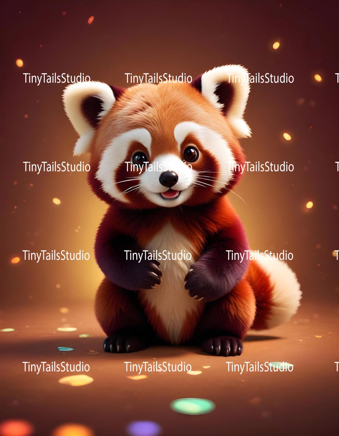 Set of 5 - Adorable Red Panda Art Print | Cute Cartoon Style Forest ...