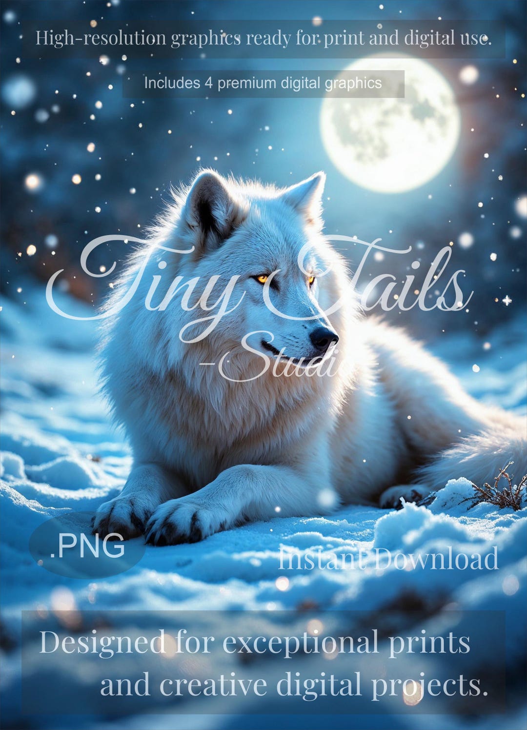 Lunar Wolves Collection: 4 Digital Graphics for Magical Art & DIY ...