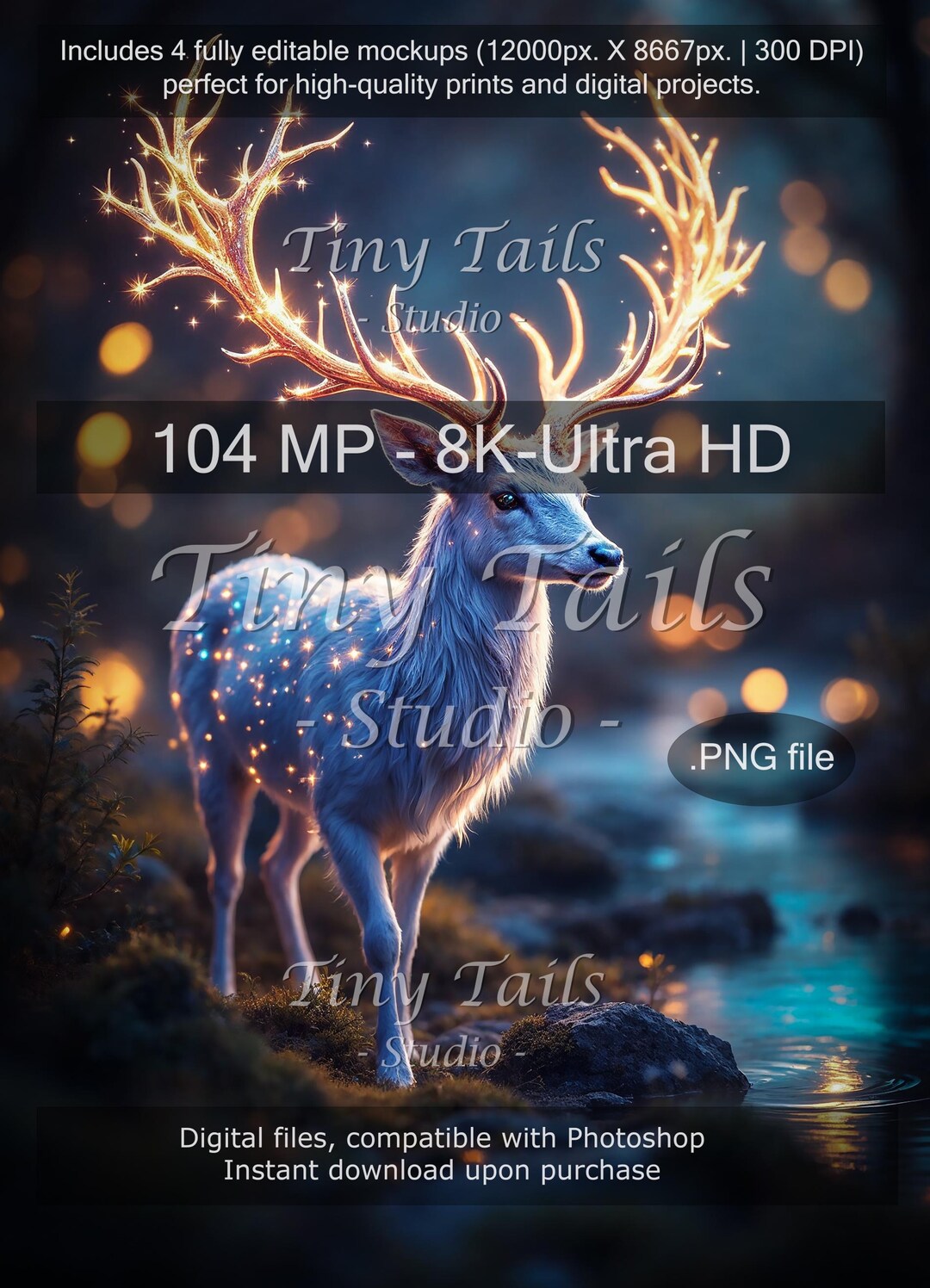 Set of 4 Mystical Stag Art Prints – Enchanted Forests and Celestial ...