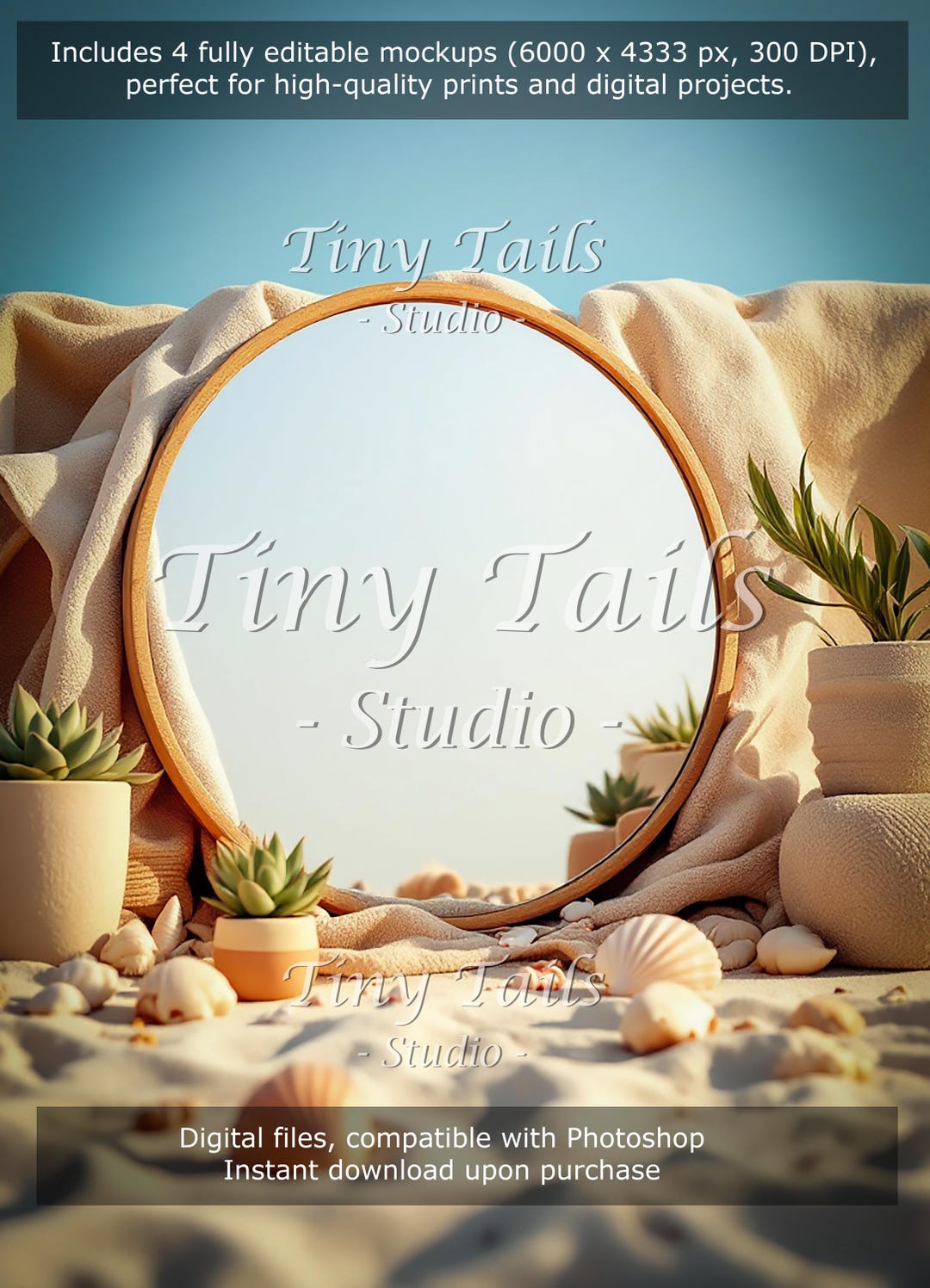 Set of 4 - Editable Beach Mirror Photography Mockups |coastal ...