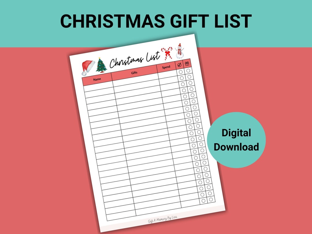 Christmas Gift Tracker Printable, Christmas Gift Printable Christmas ...