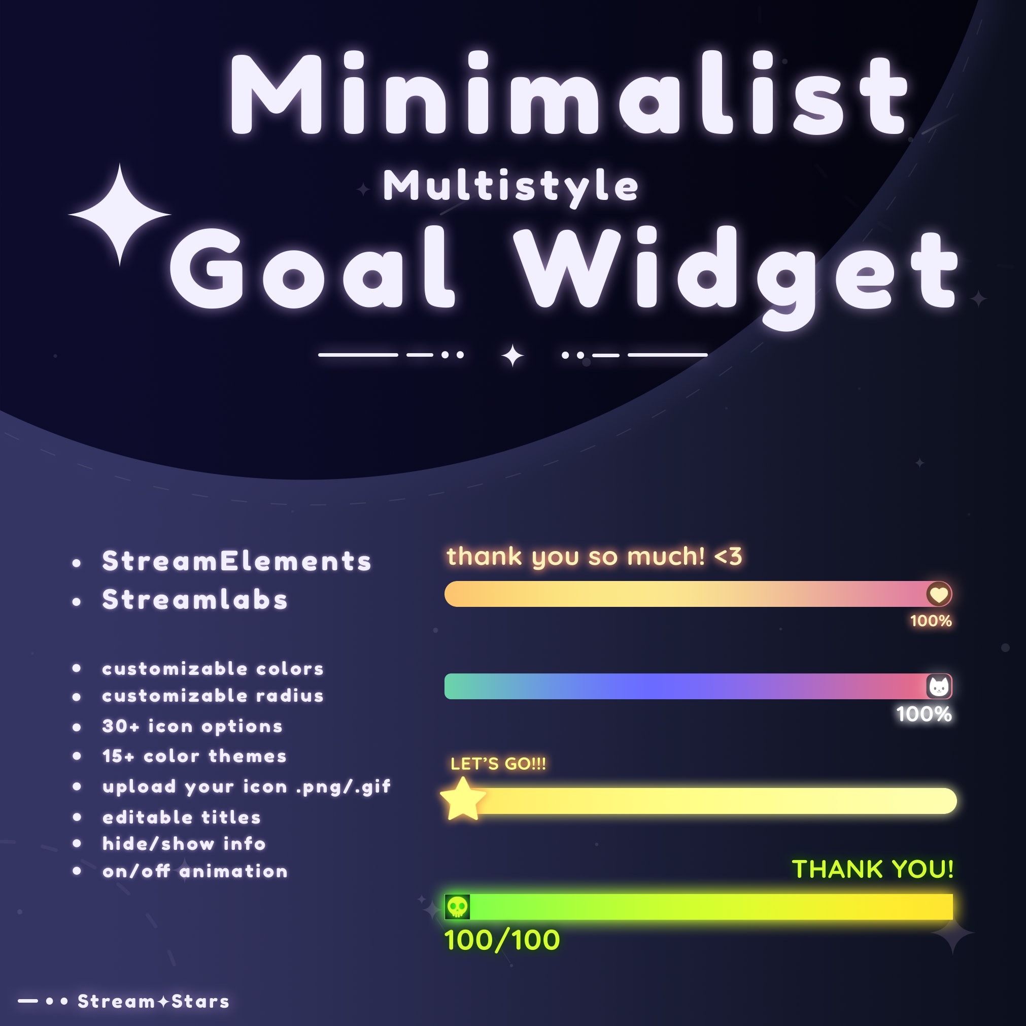 Twitch|youtube Minimalist Goal Bar Widget - Streamlabs and ...