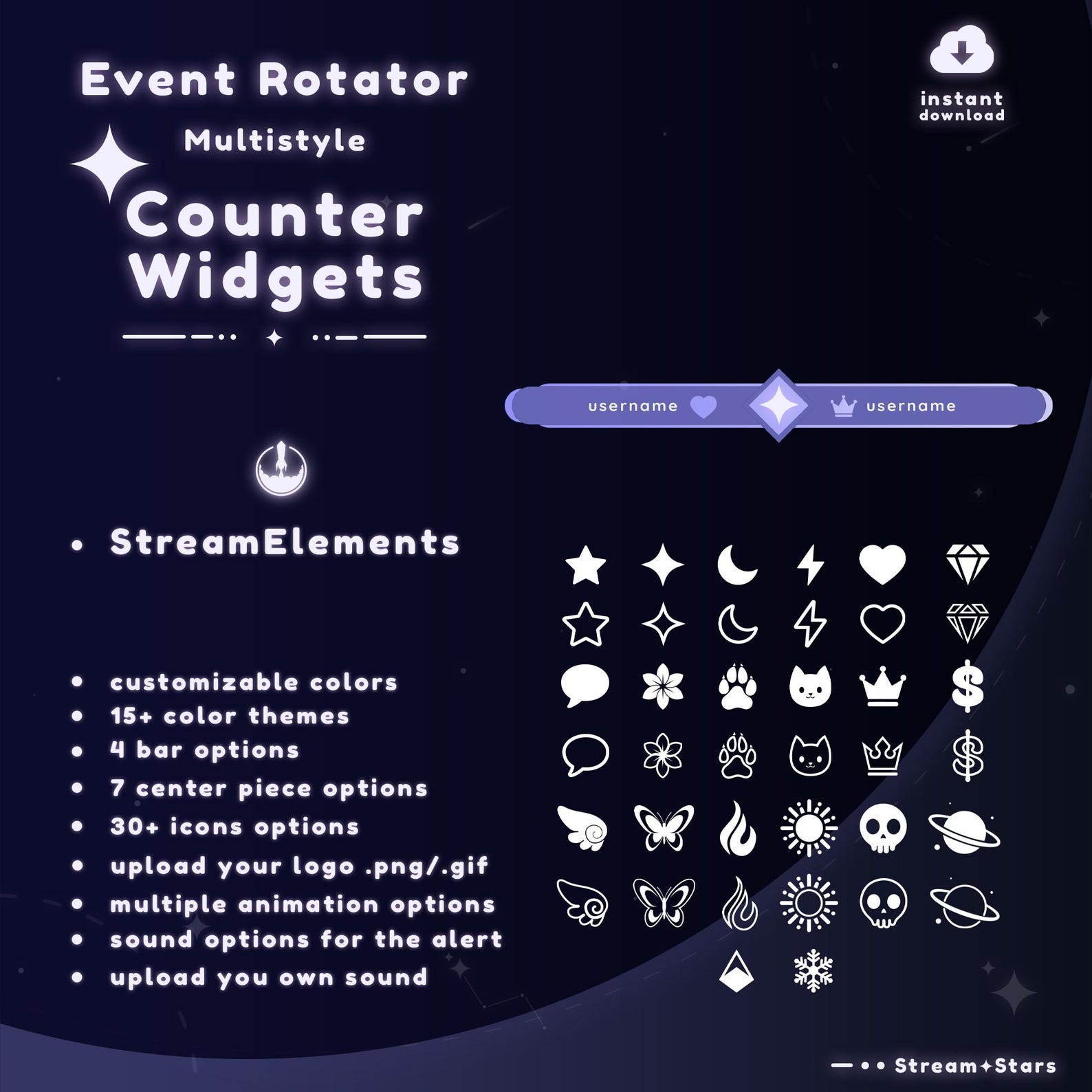 Custom Event Rotator Overlay • Counter & Alert Widget — Streamelements ...