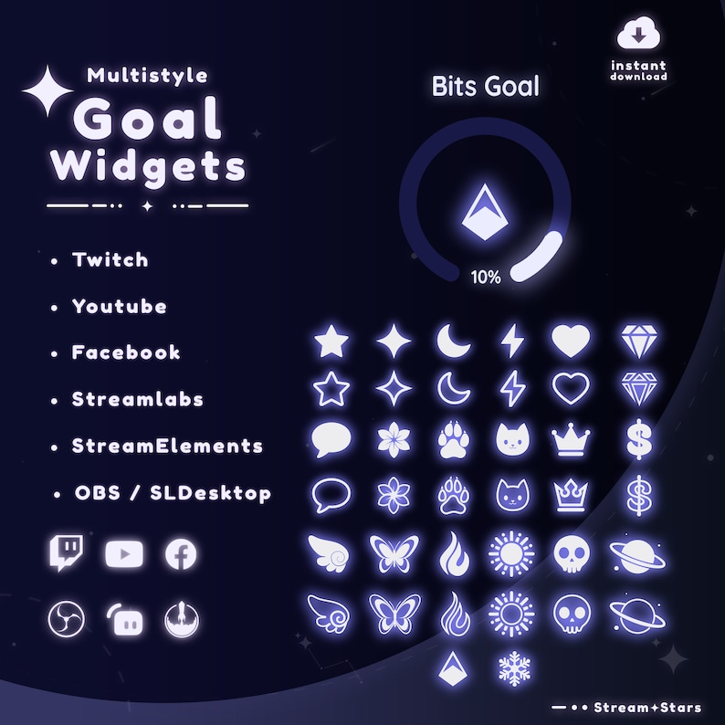 TwitchYoutube Circular Goal Bar Widget Streamlabs and StreamElements ...