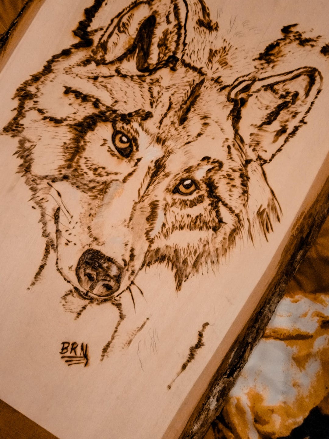 Wolf Pyrography Panel - Etsy