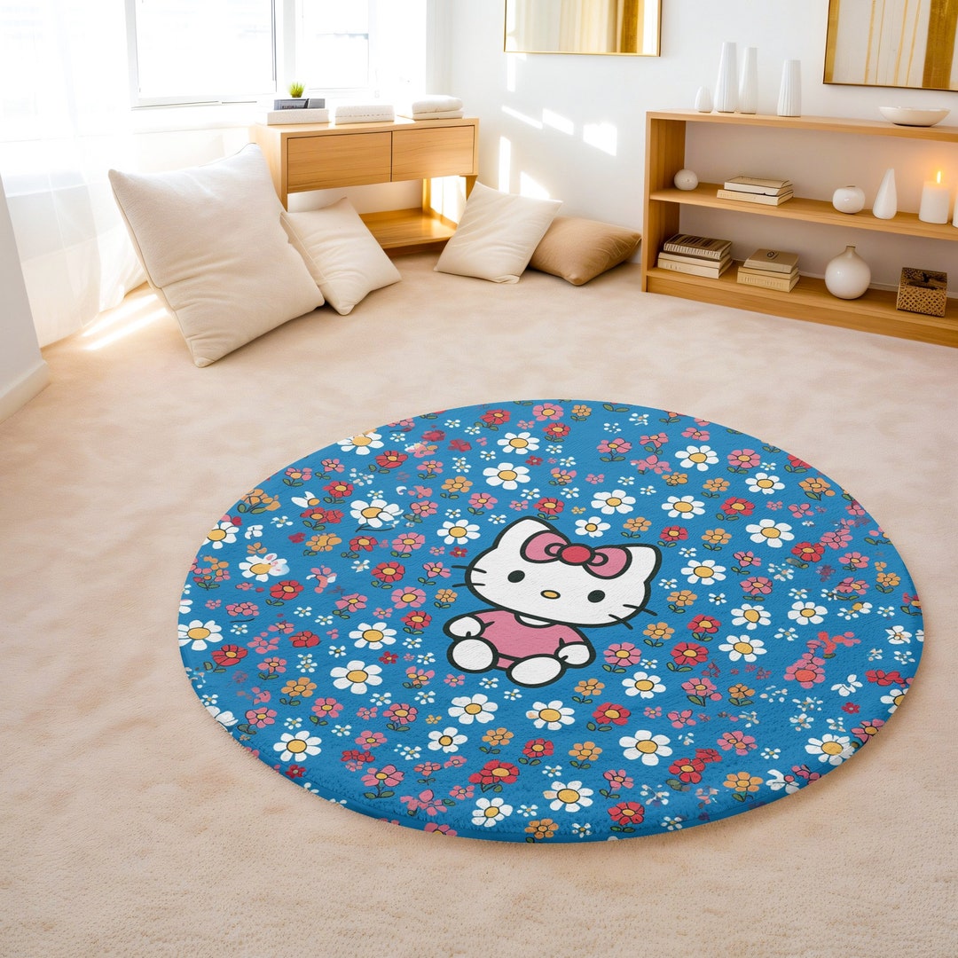 Round Hello Kitty Mats,colors Rugs,cartoon Rugs,hello Kitty Play Mat ...