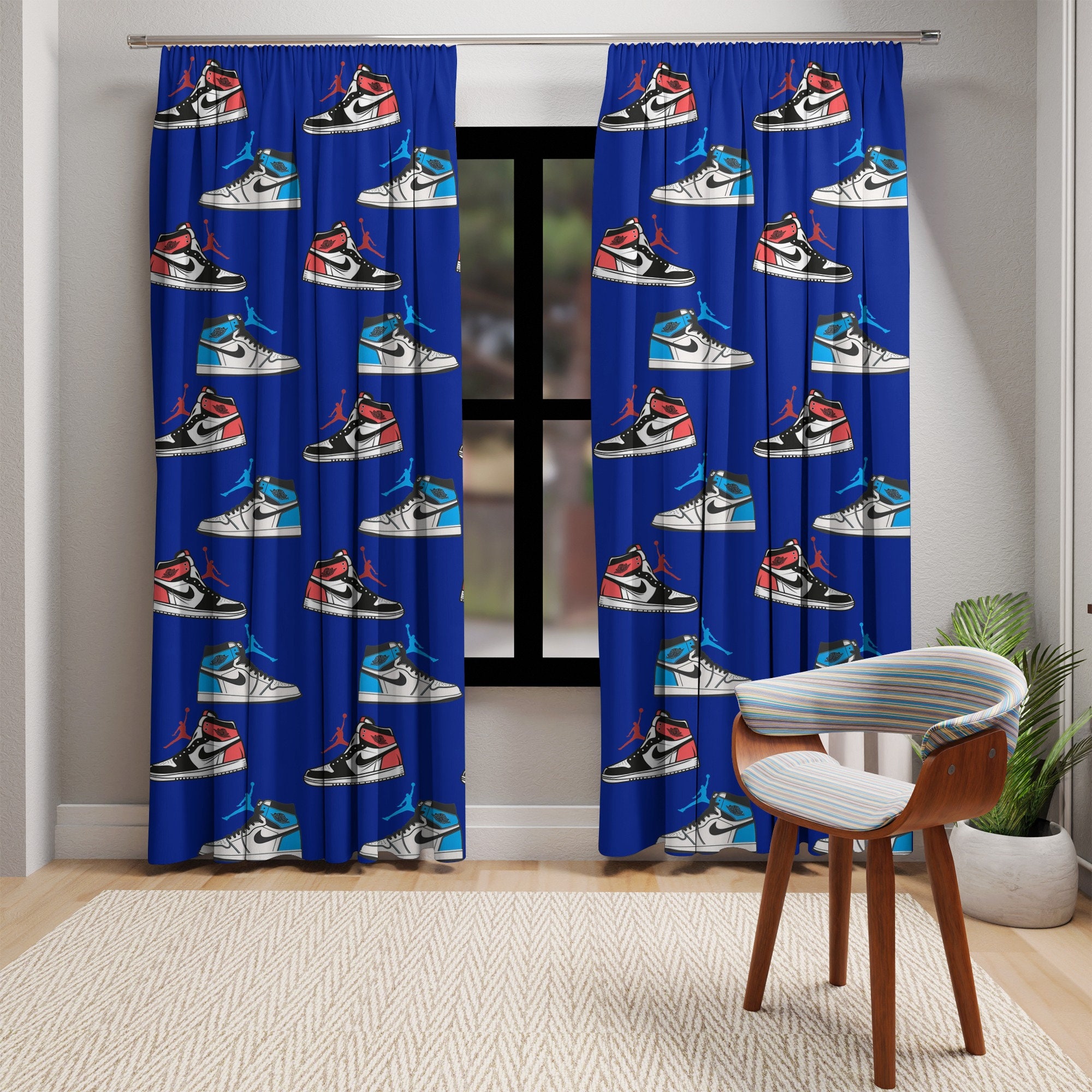 Air Jordan Curtains,nba Bedroom Curtains,sneakers Theme,basketball ...