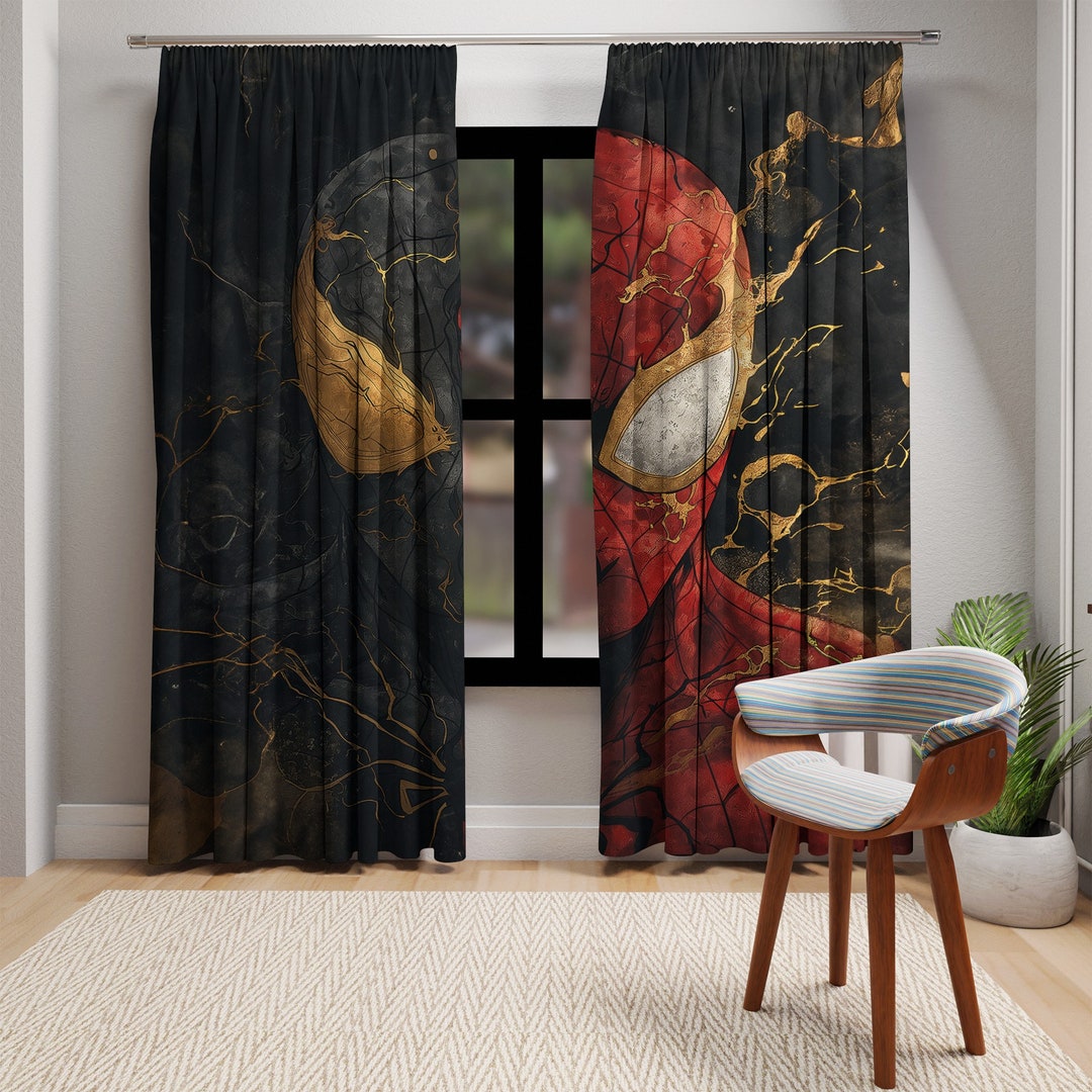 Spiderman and Venom Curtains,superhero Curtains,adult Room Curtain ...