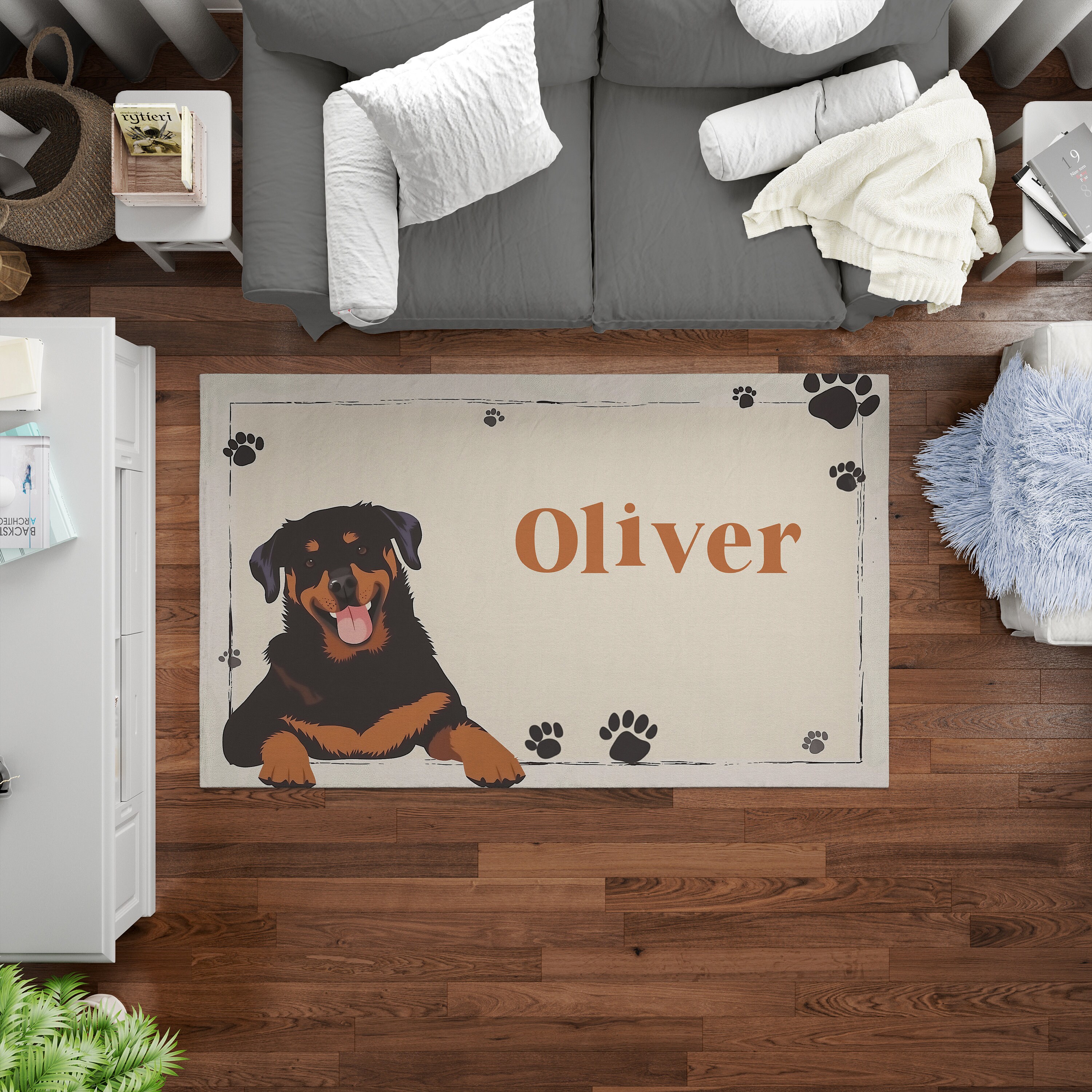 Custom Rottweiler Carpet,cute Dog Rug,sweet Dogs Rug,young Room Carpet ...