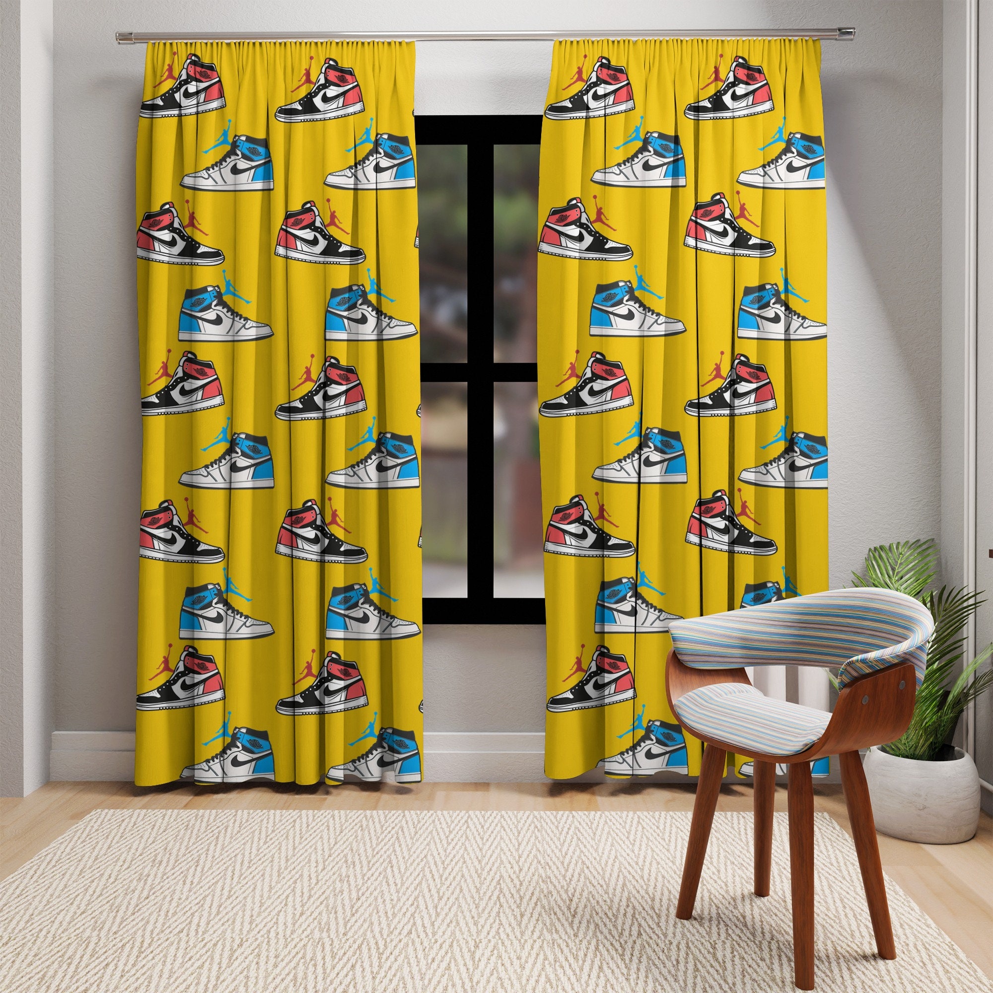 Air Jordan Curtains,nba Bedroom Curtains,sneakers Theme,basketball ...