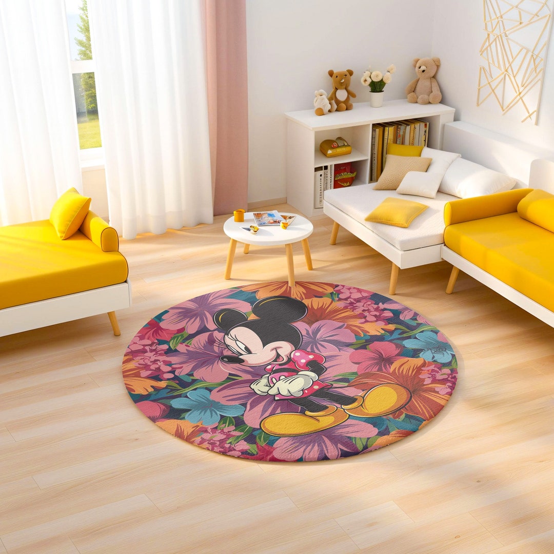 Round Minnie Mouse Rugs,minnie Mouse Nursery Mat,mickey Mouse Decor ...