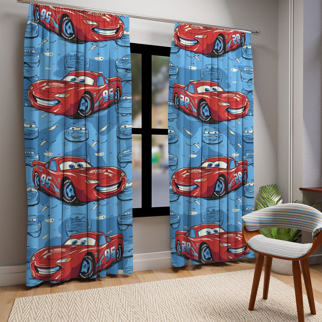 Cars Curtains,red Car Curtains,car Race Theme,color Car Curtains,car ...
