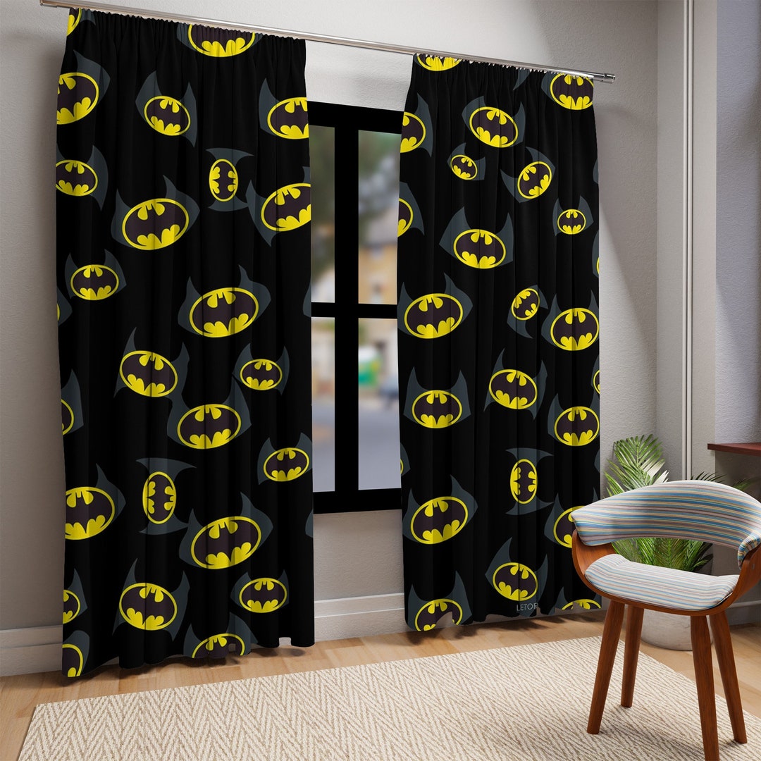 Gotham City Nights Curtains Kids Batman Patterned Curtain Kids Bedrooms ...