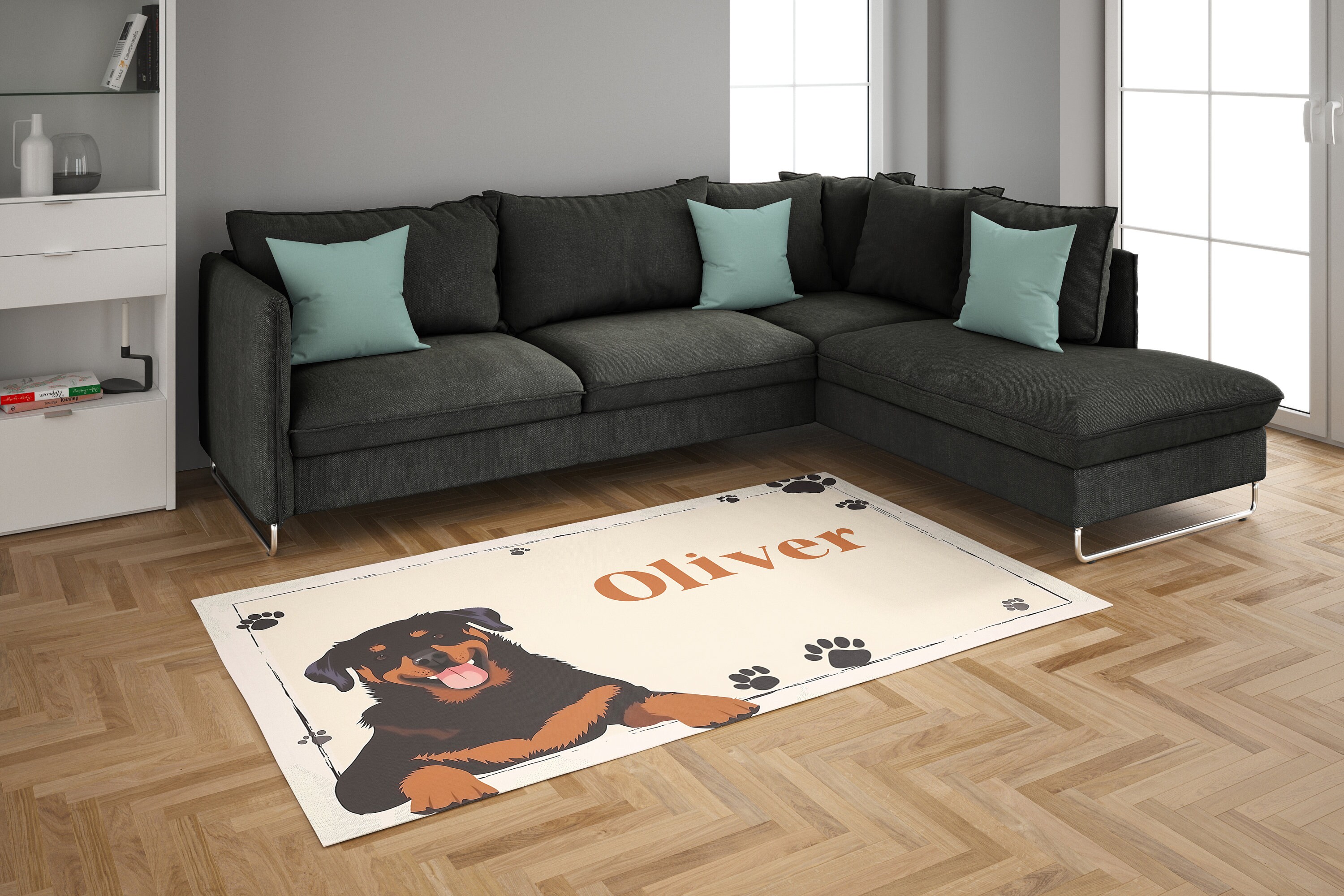 Custom Rottweiler Carpet,cute Dog Rug,sweet Dogs Rug,young Room Carpet ...