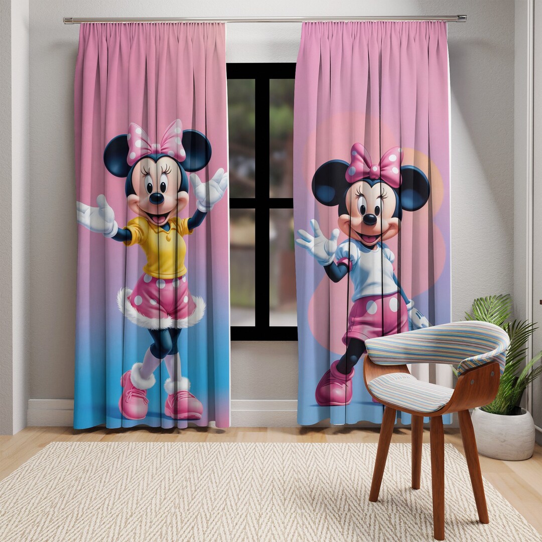 Minnie Mouse Pink Curtains Girly Themes Girls Bedroom Curtains Pink ...