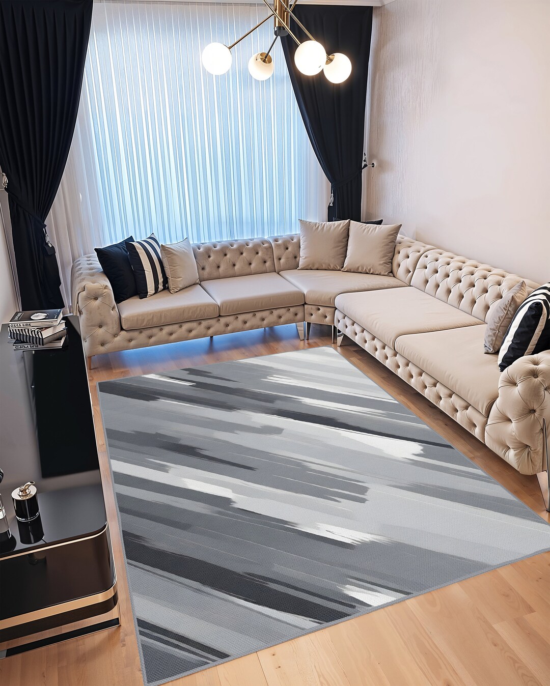 Gray Elegant Rugs,artistic Rugs,chic Room Decor,livin Room Carpet ...