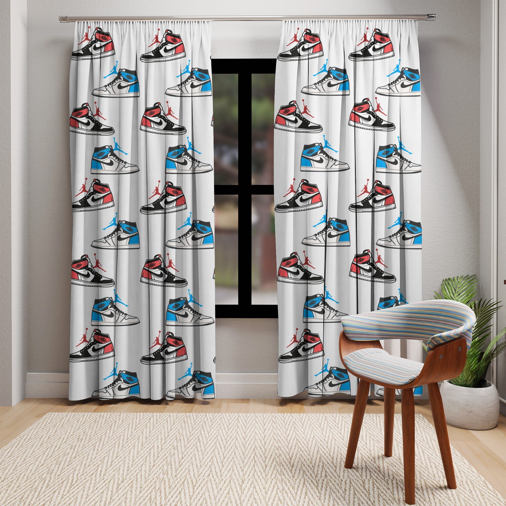 Air Jordan Curtains,nba Bedroom Curtains,sneakers Theme,basketball ...