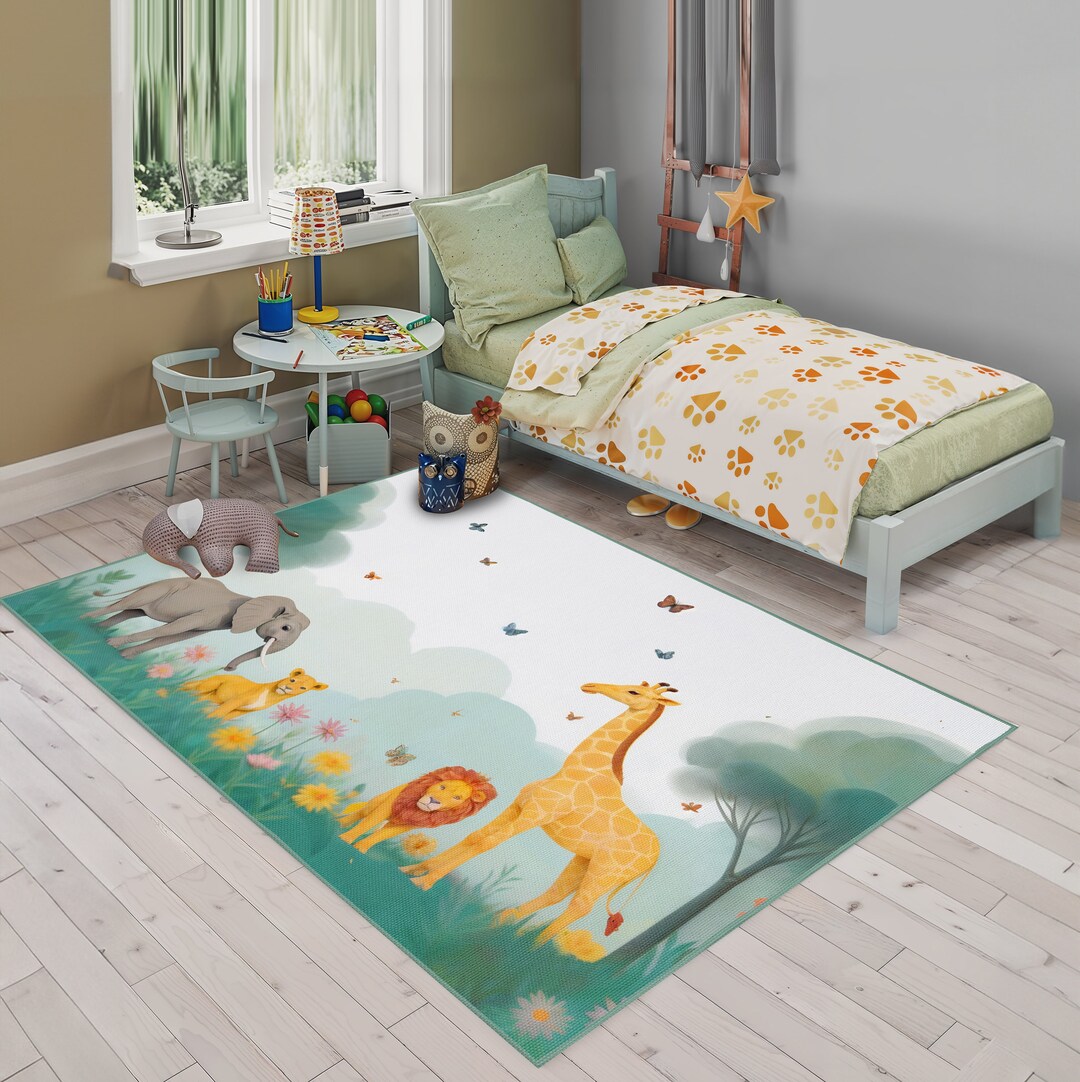 Safari Animal Rug,baby Safari Rug,safari Nursery Decor,cute Animals ...