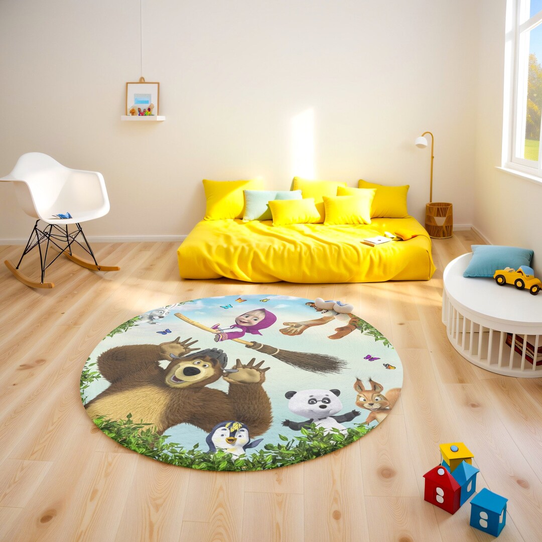 Round Masha and the Bear Rugs,masha and Bear Play Mat,masha and Bear ...
