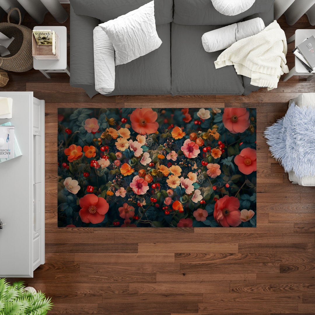 Flower Theme Carpet,leaf Pattern Rugs,natural Decor Rugs,flower Carpets ...