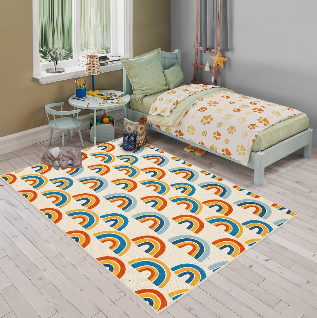Rainbows Nursery Rug,rainbows Pattern Rug,rainbows Room Decor,rainbows ...