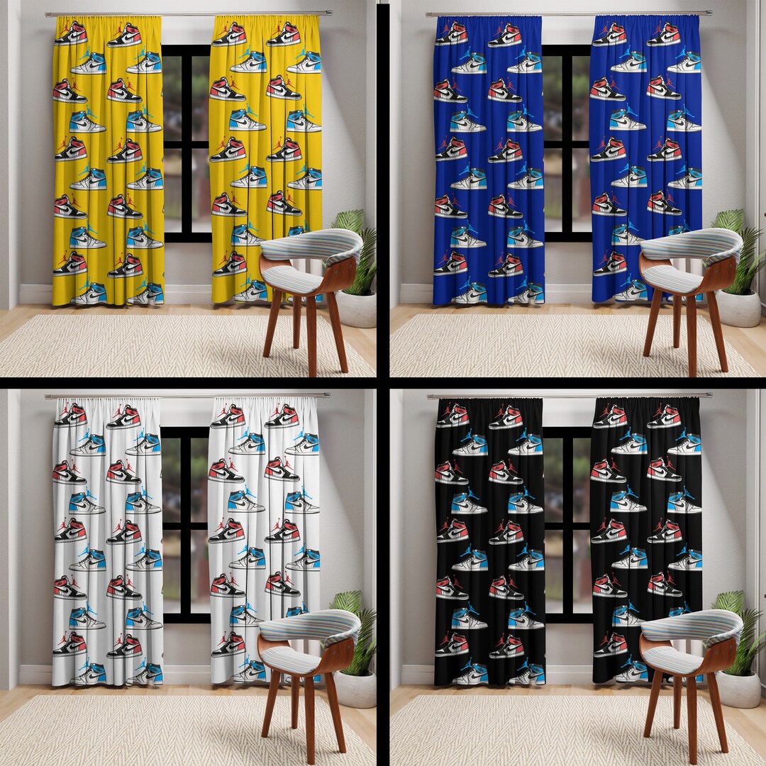 Air Jordan Curtains,nba Bedroom Curtains,sneakers Theme,basketball ...