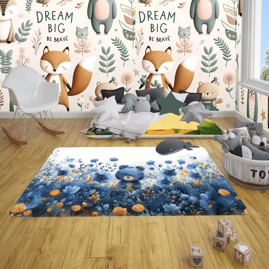 Teddy Bear Rug,colorful Nursery Rug,baby Room Rug,girl Room Rug,cute ...