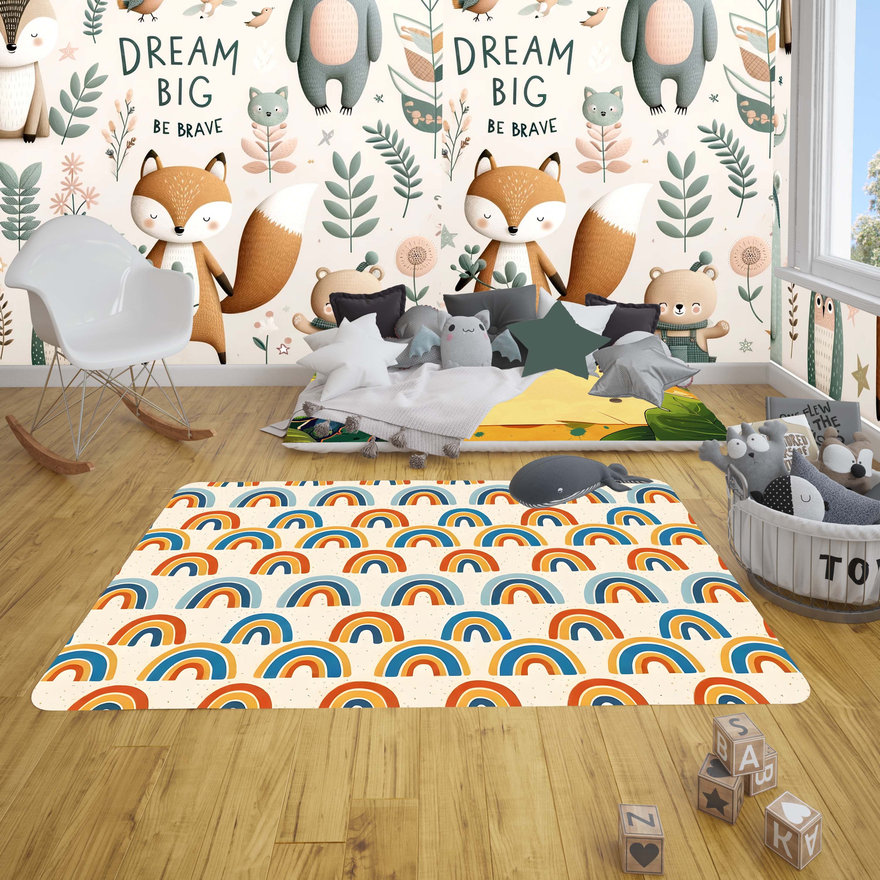 Rainbows Nursery Rug,rainbows Pattern Rug,rainbows Room Decor,rainbows ...