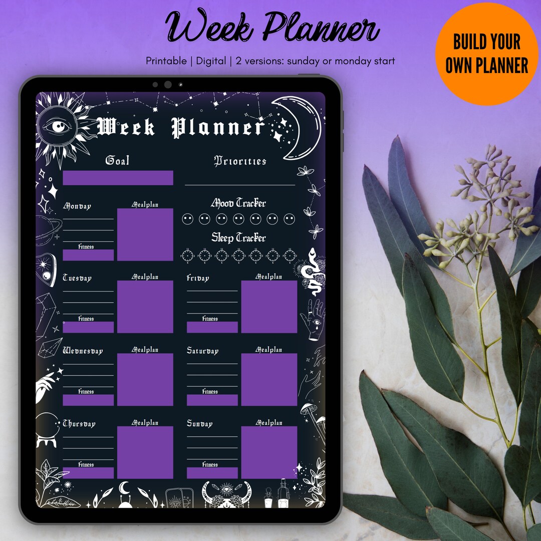 Goth Weekly Planner: Witchy Dark Academia Stationery (digital Download ...