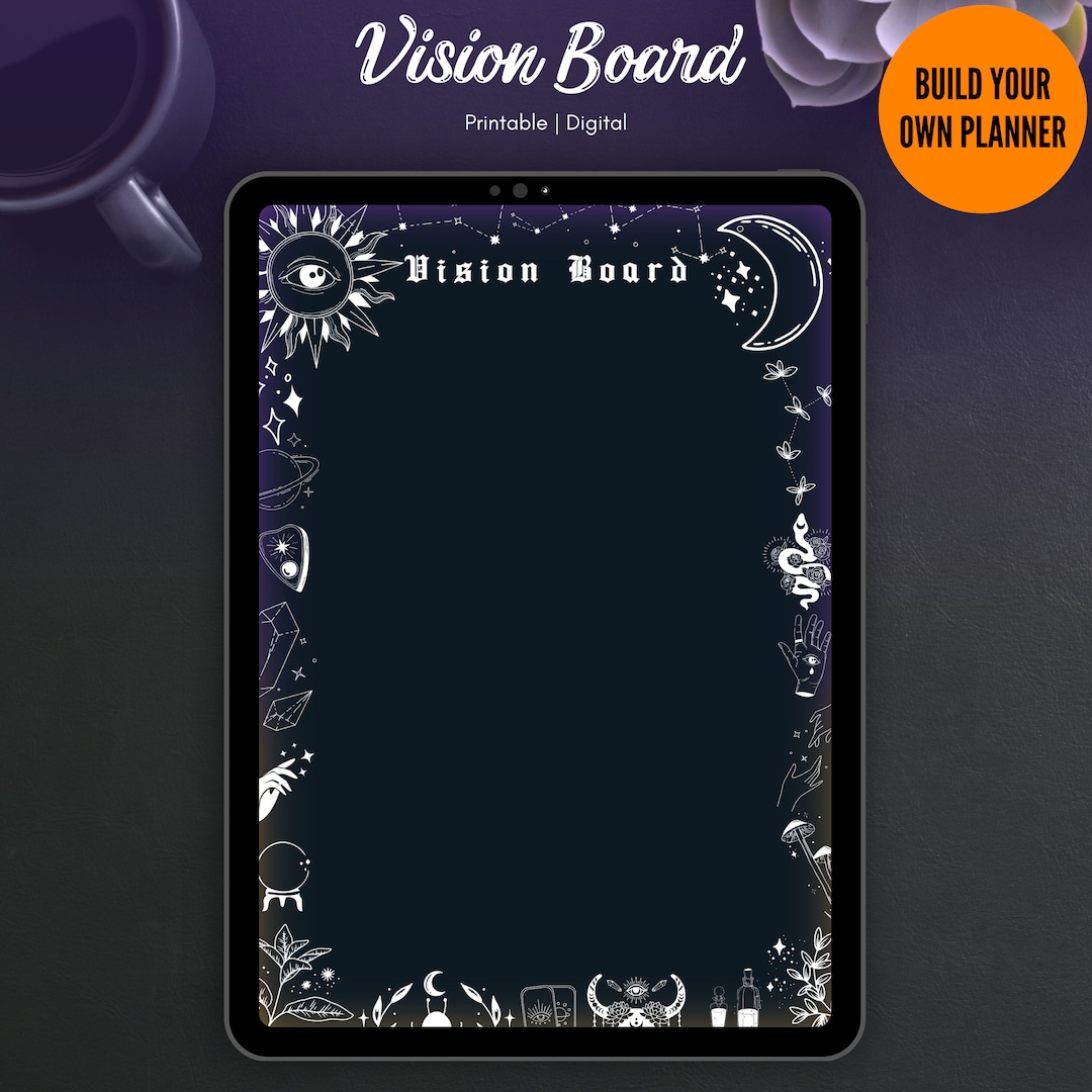 Goth Digital & Printable Vision Board Planner, Witchy Stationary for ...