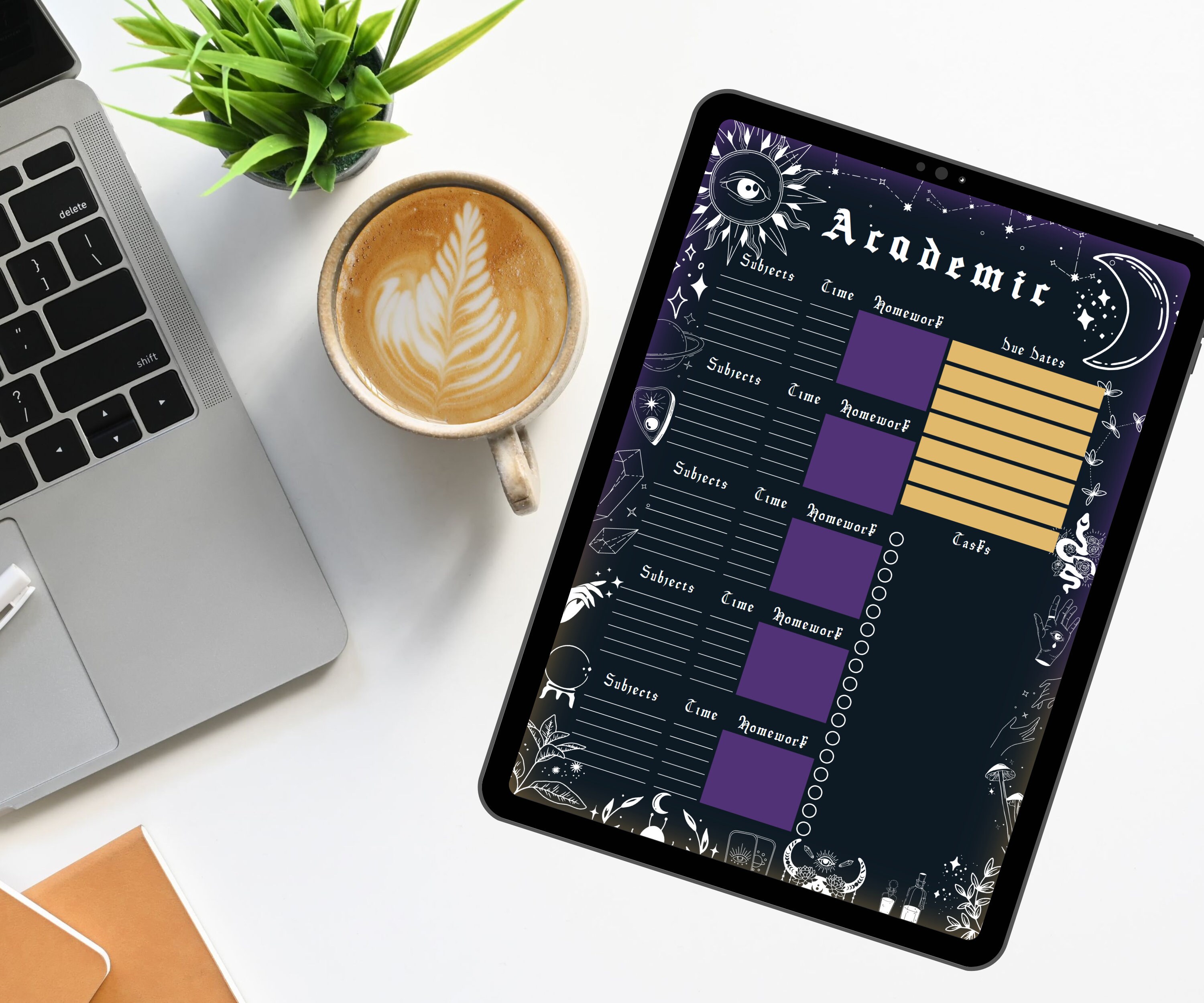Goth Digital & Printable Academic Planner, Witchy School Stationary for ...