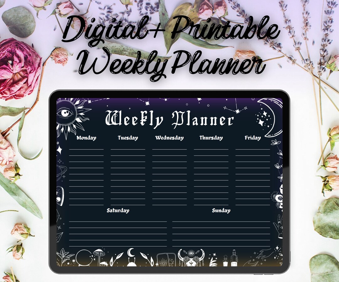 Goth Digital & Printable Weekly Planner, Witchy Stationary for Print ...